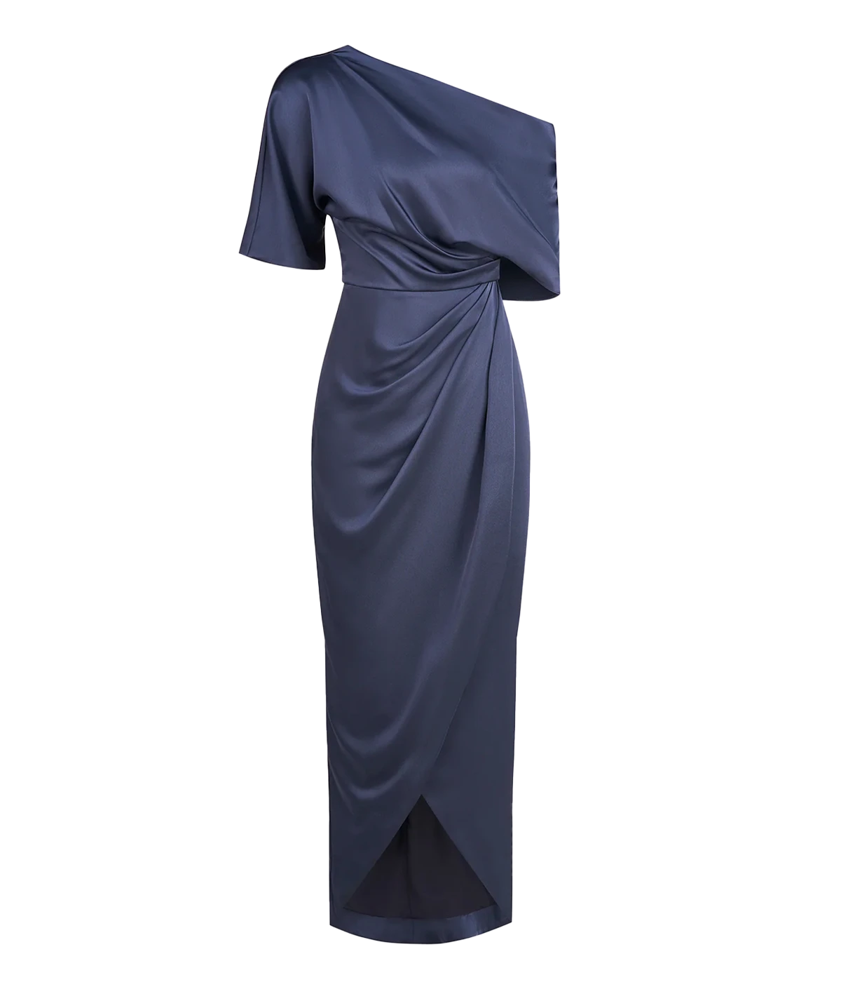 Rayna One Shoulder Draped Gown in Odyssey Grey