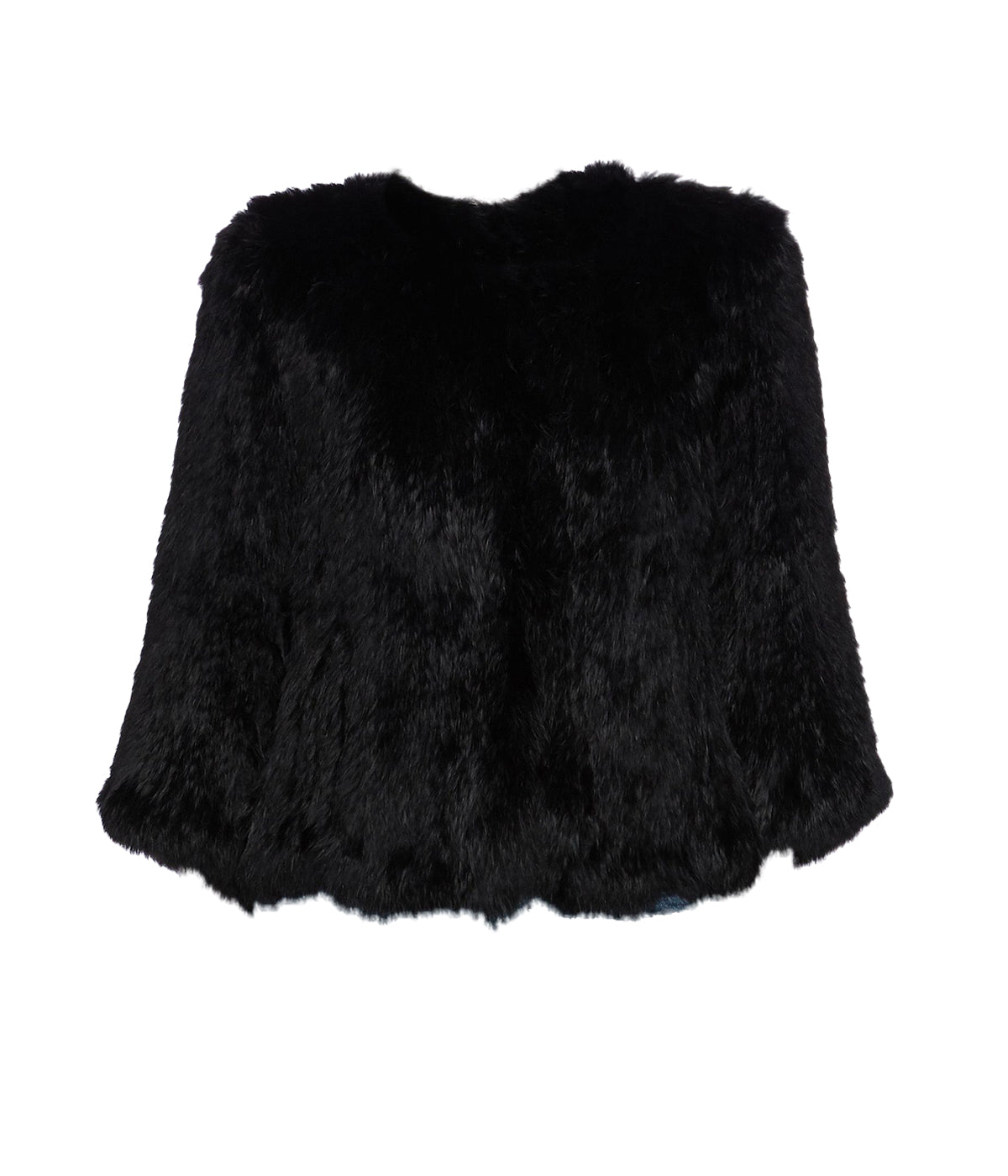 Knitted Fur Jacket in Black